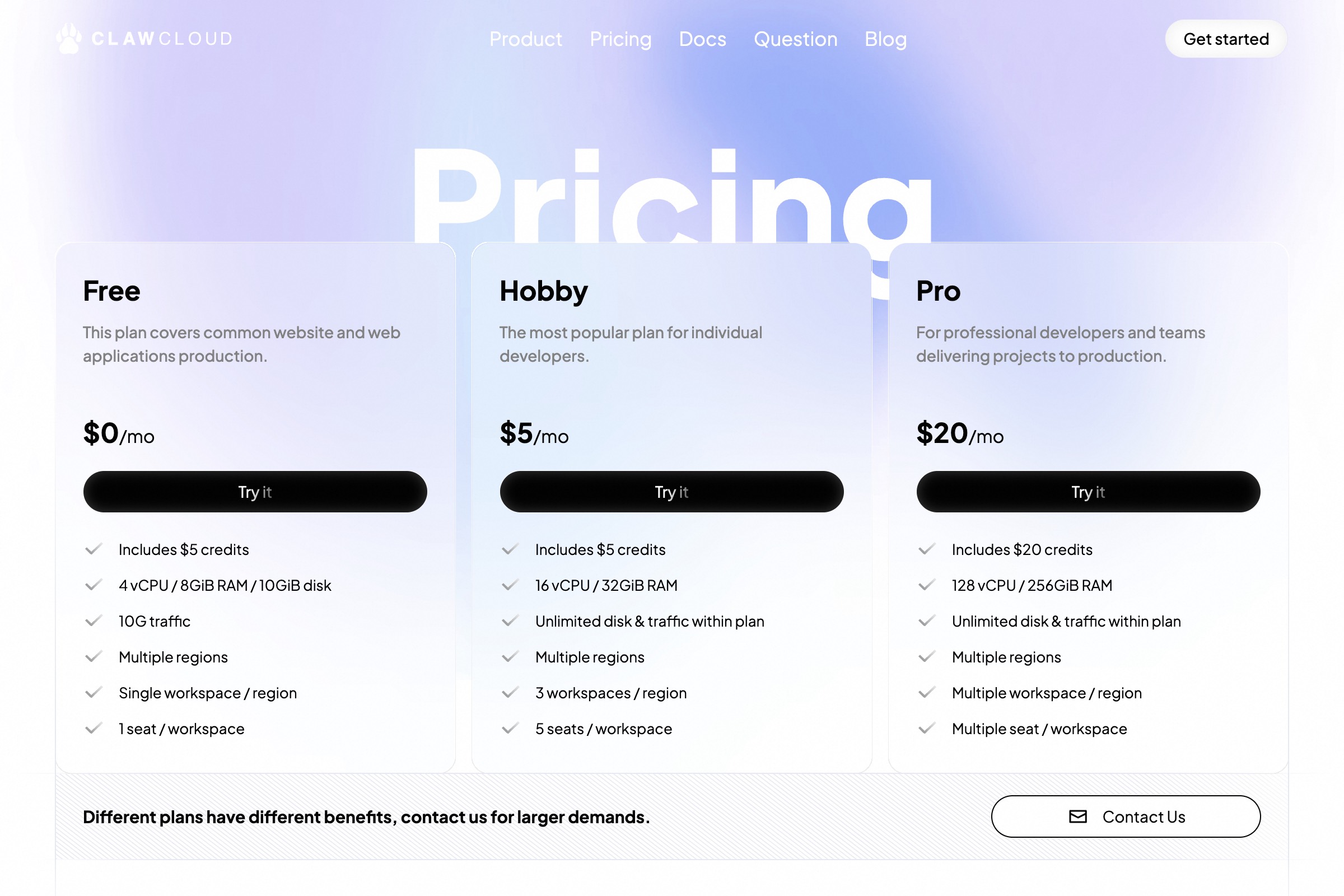 Pricing - ClawCloud Run